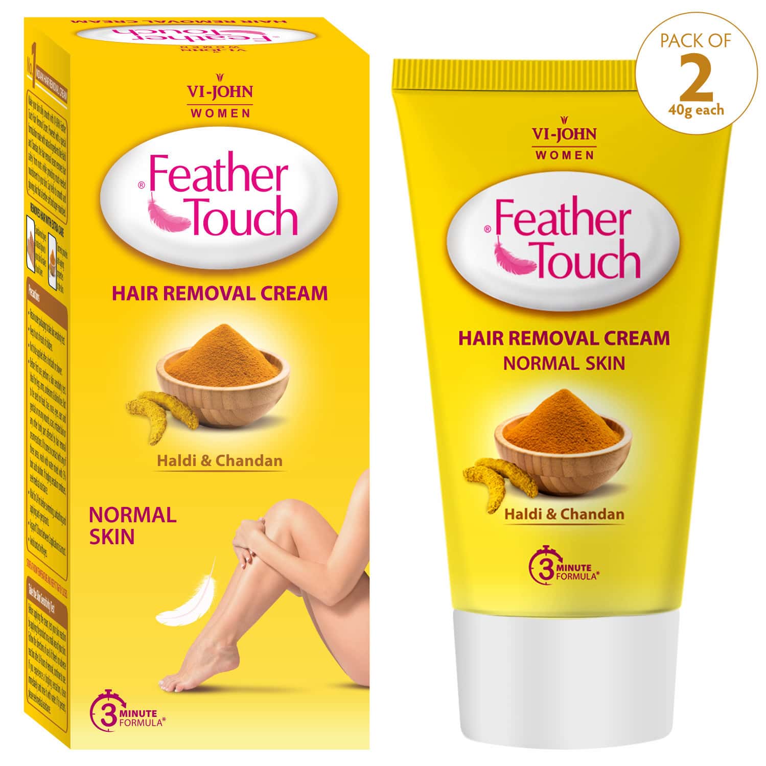 Buy VI-JOHN FEATHER TOUCH CREAM HALDI CHANDAN FOR NORMAL SKIN 40G- PACK ...
