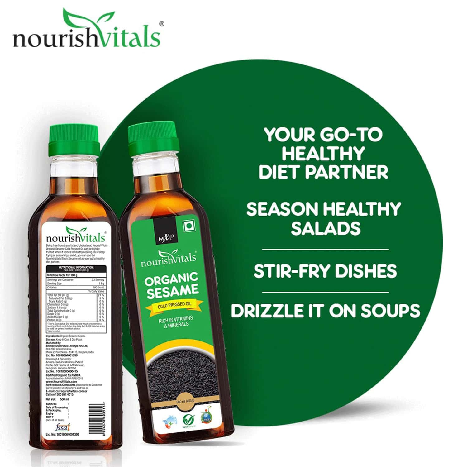 Buy NOURISHVITALS ORGANIC SESAME COLD PRESSED EDIBLE OIL RICH IN ...