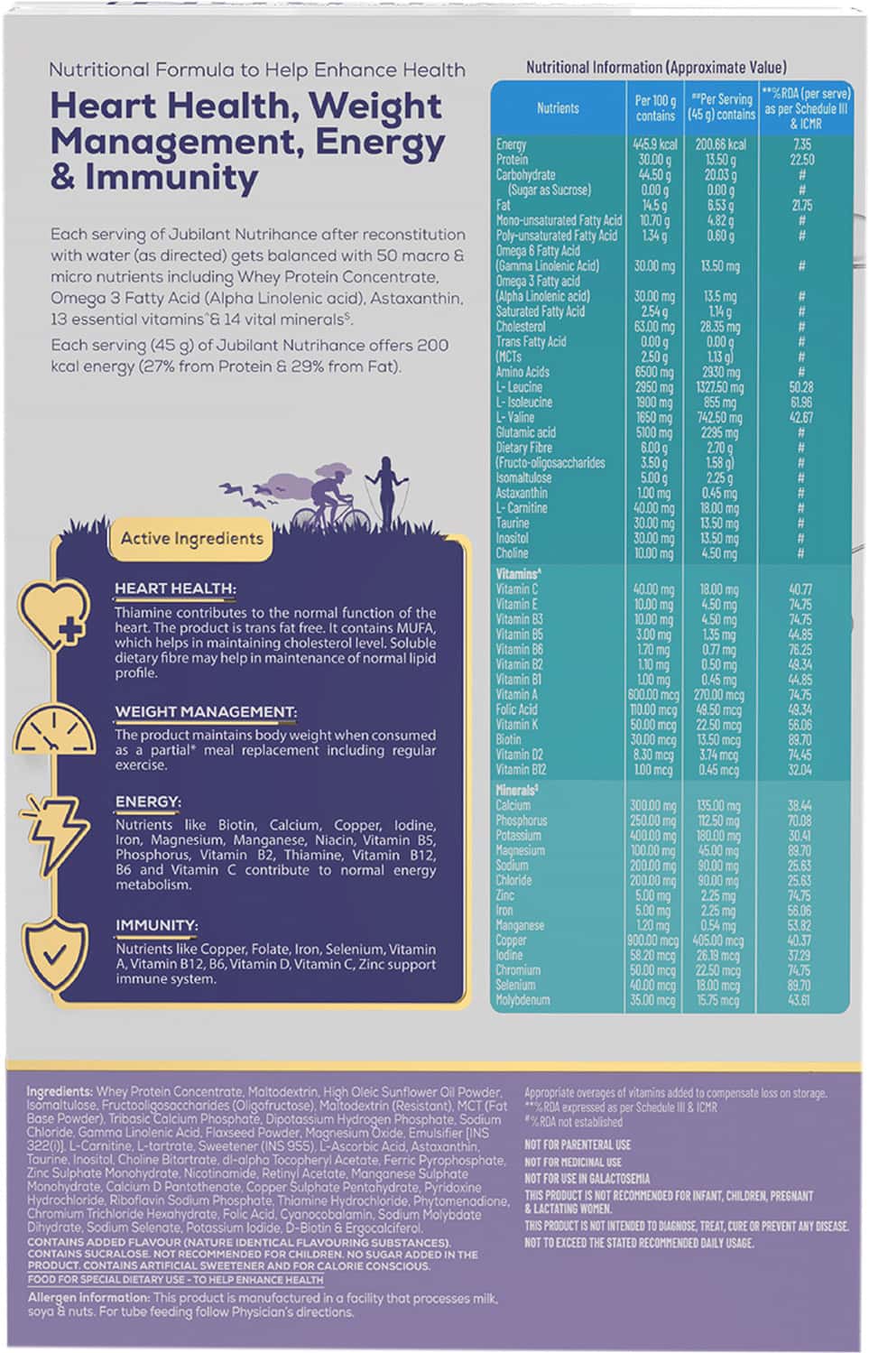 Buy JUBILANT NUTRIHANCE NUTRITIONAL FORMULA HELP ENHANCE HEALTH (400G ...