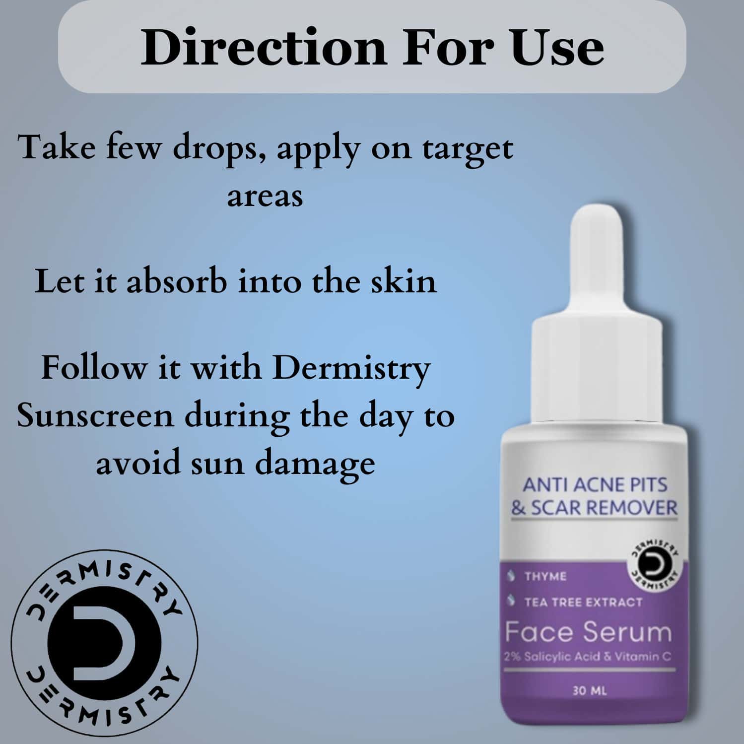 Buy DERMISTRY ANTI ACNE 2% SALICYLIC ACID NIACINAMIDE & VITAMIN C PITS ...