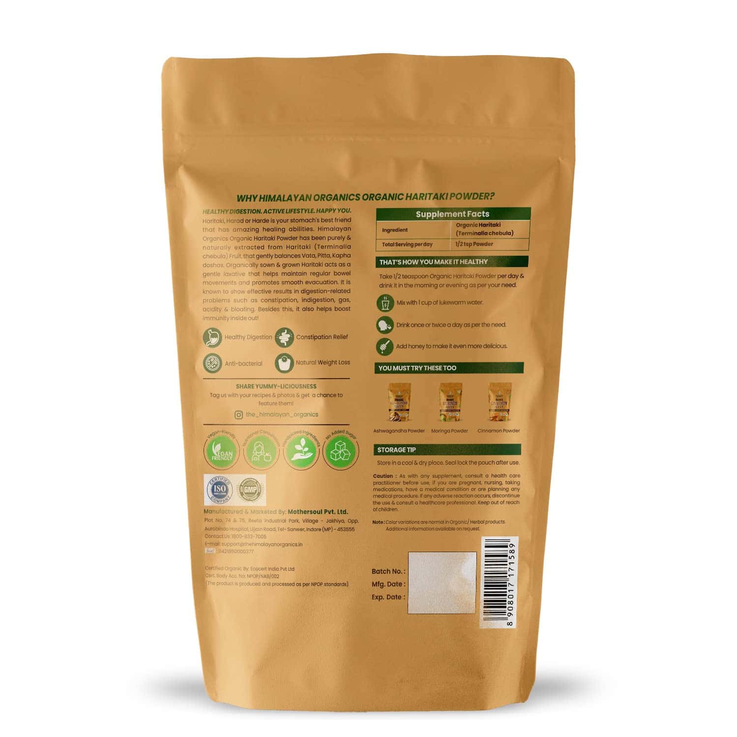 Buy HIMALAYAN ORGANICS ORGANIC HARITAKI/HARAD POWDER | DIGESTION ...