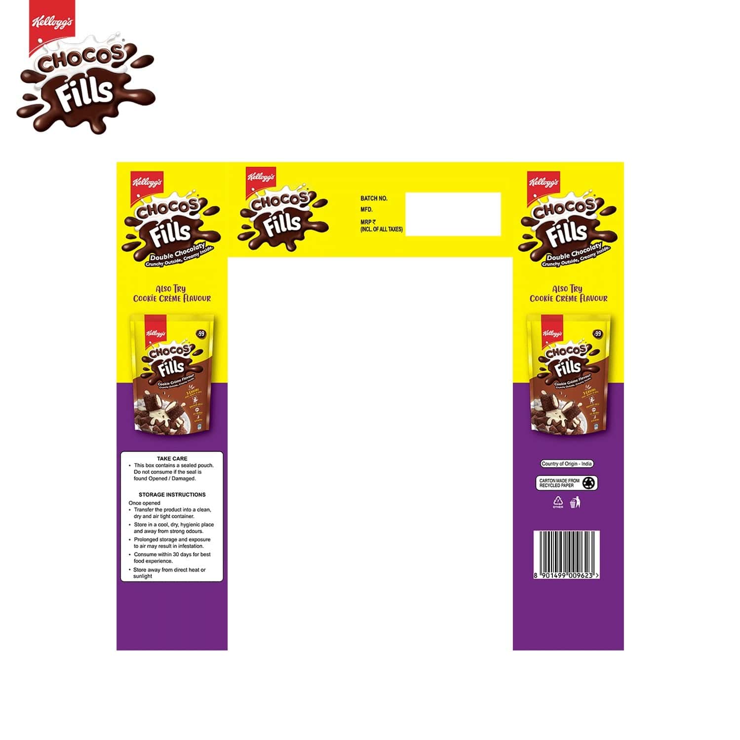 Buy KELLOGG'S CHOCOS FILLS DOUBLE CHOCOLATY 250G BOX Online & Get Upto ...