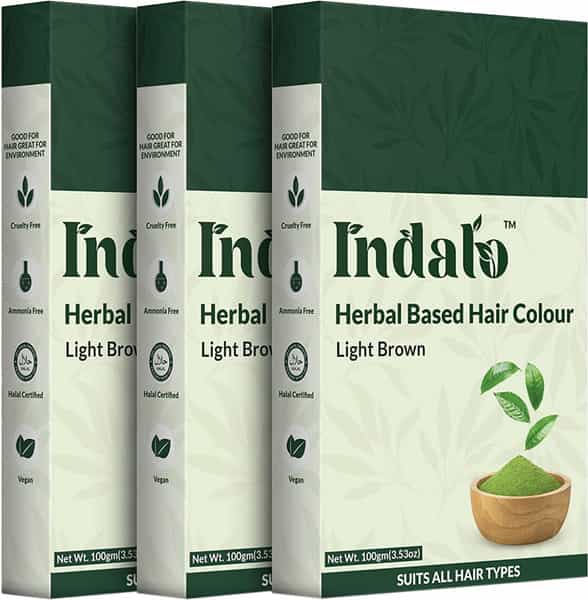 Buy INDALO HERBAL BASED HAIR COLOUR LIGHT BROWN NO AMMONIA 100GM WITH ...