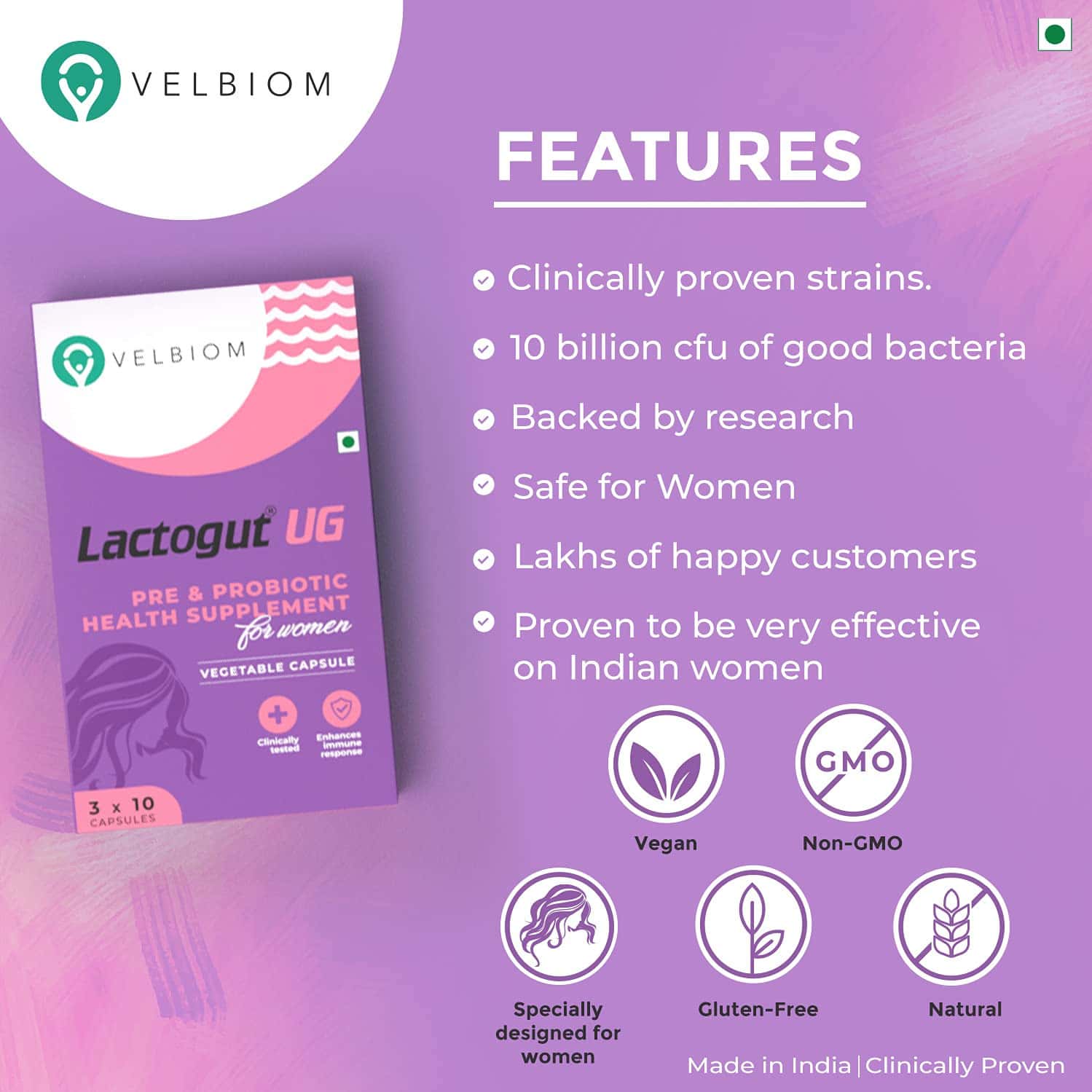 Buy VELBIOM LACTOGUT UG PROBIOTICS FOR UTIS Online & Get Upto 60% OFF ...