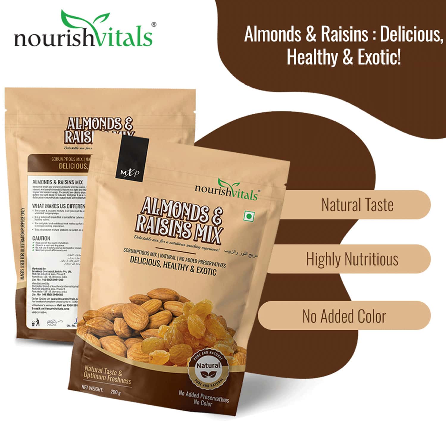Buy NOURISHVITALS HEALTHY MUNCHING COMBO | CALIFORNIA ROASTED AND SALTED ALMONDS + ALMONDS(200GM ...