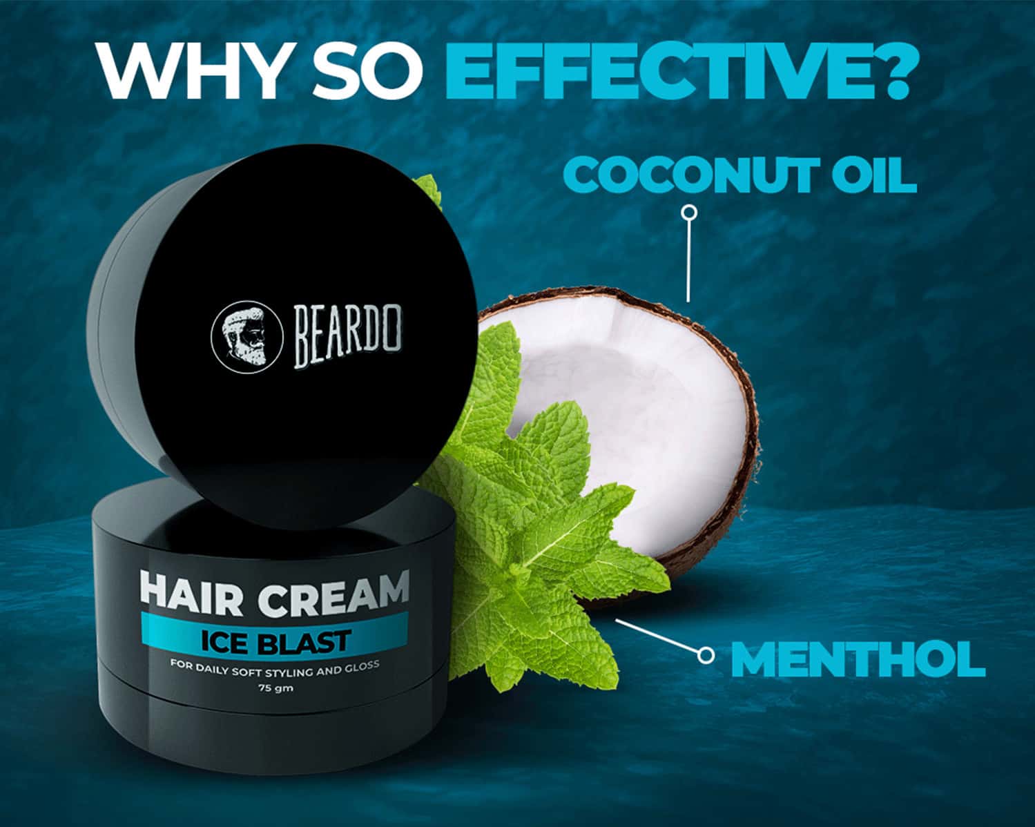 Buy BEARDO ICE BLAST HAIR CREAM 75G | FOR DAILY SOFT STYLING AND GLOSS ...