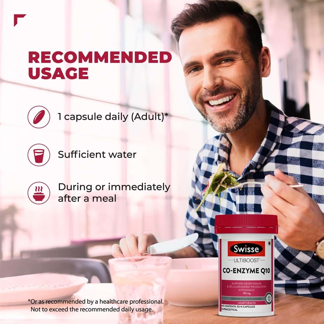 Buy SWISSE ULTIBOOST CO ENZYME Q-10 SUPPLEMENT FOR HEART & ENERGY METABOLISM - 50 CAPSULES ...