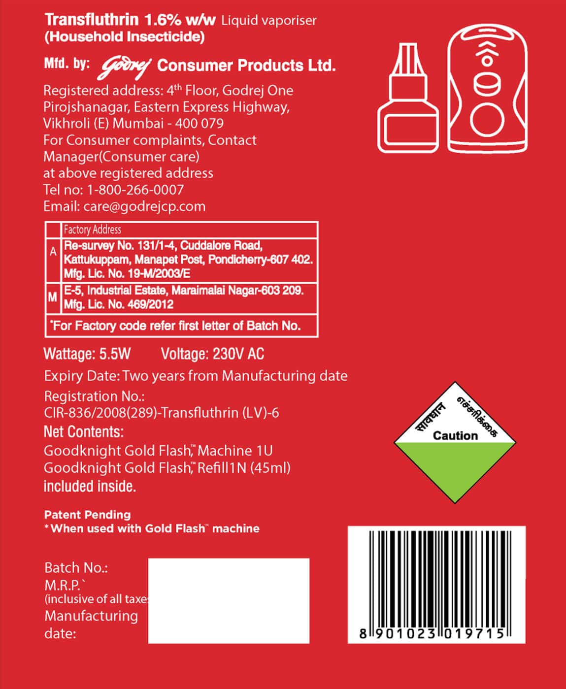 Buy GODREJ GOOD KNIGHT GOLD FLASH MOSQUITO REPELLENT COMBO (MACHINE + 1 ...