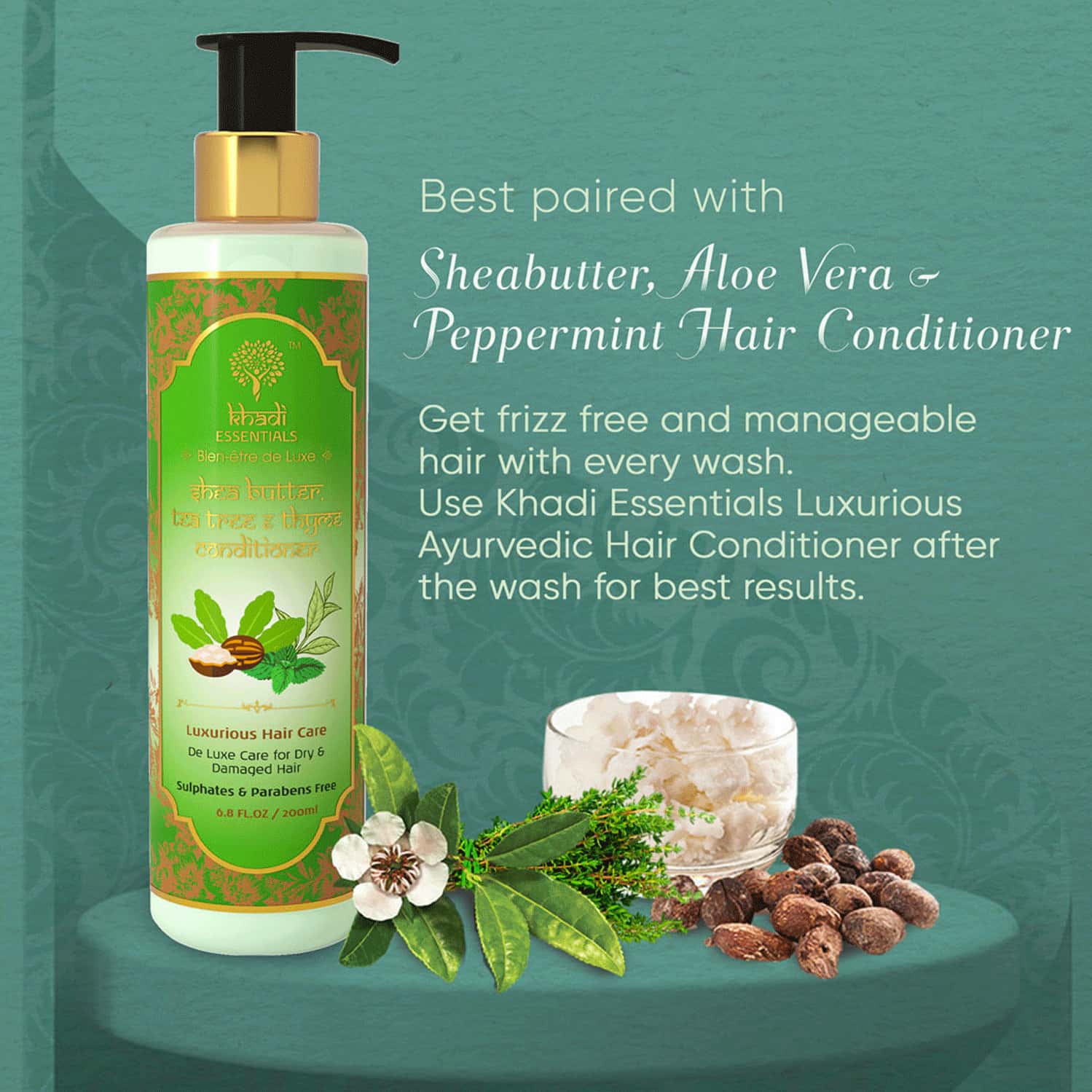 Buy KHADI ESSENTIALS ANTI DANDRUFF SHAMPOO WITH ALOEVERA NEEM TULSI & TEA TREE OIL- 200 ML ...