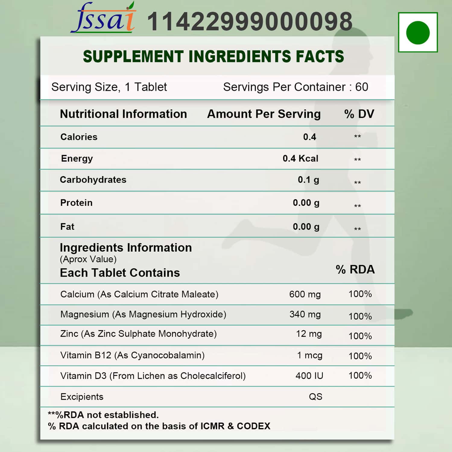 Buy HEALTH VEDA ORGANICS CALCIUM, MAGNESIUM, & ZINC TABLETS WITH ...