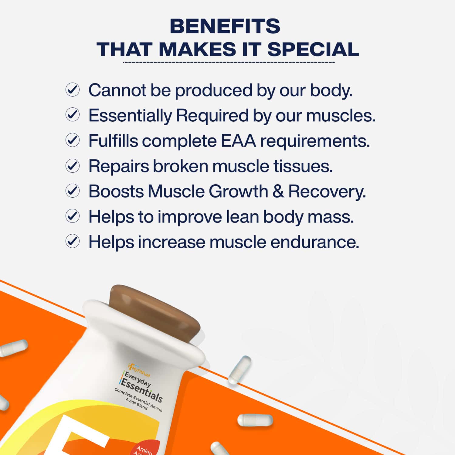 Buy MYFITFUEL ESSENTIAL AMINO ACIDS (3000 MG) (120 TABLETS) | ALL ...