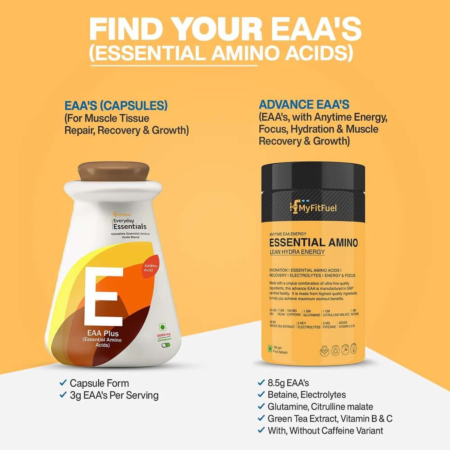 Buy MYFITFUEL ESSENTIAL AMINO ACIDS (3000 MG) (120 TABLETS) | ALL ...