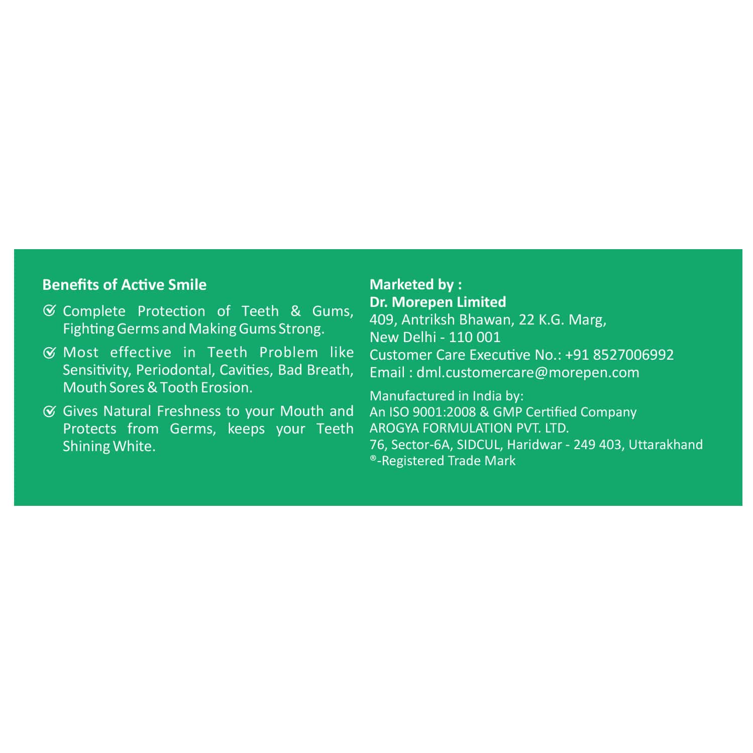 Buy DR. MOREPEN ACTIVE SMILE HERBAL TOOTHPASTE WITH NEEM, CLOVE ...