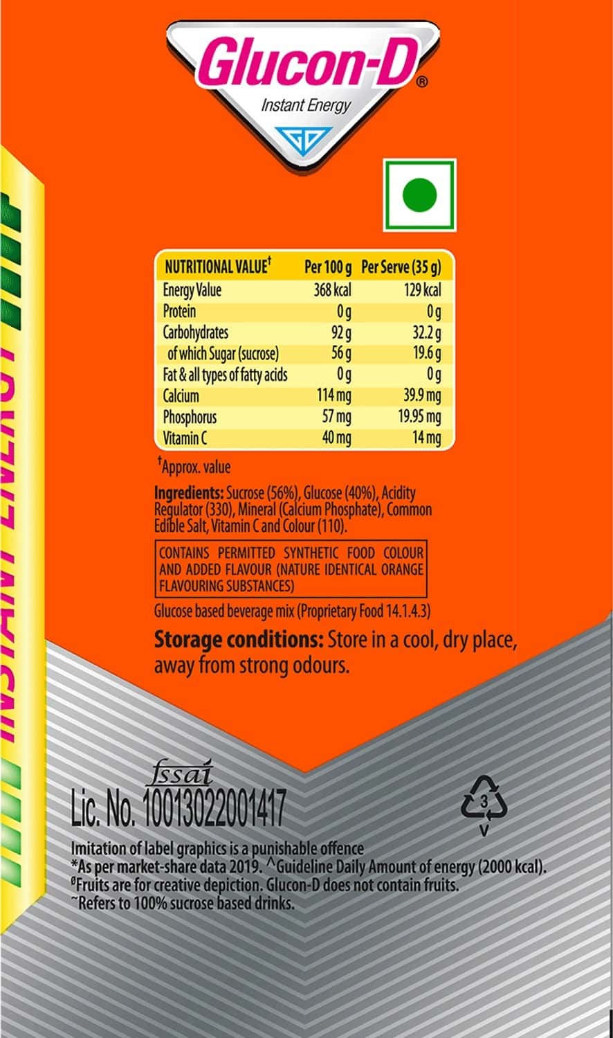 Buy GLUCON-D INSTANT ENERGY HEALTH DRINK TANGY ORANGE - 400GM JAR ...