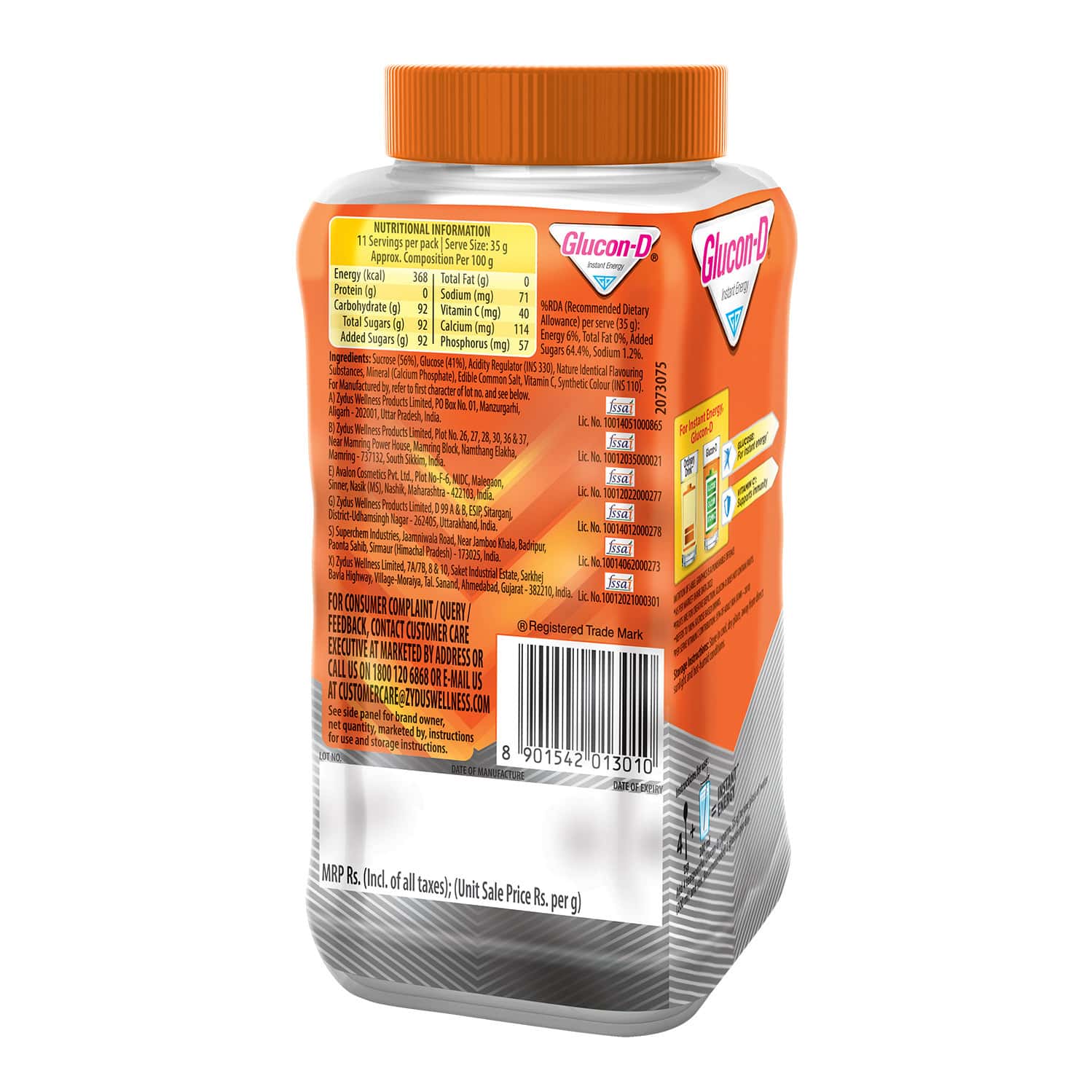 Buy GLUCON-D TANGY ORANGE GLUCOSE POWDER400GM JAR Online & Get Upto 60% ...