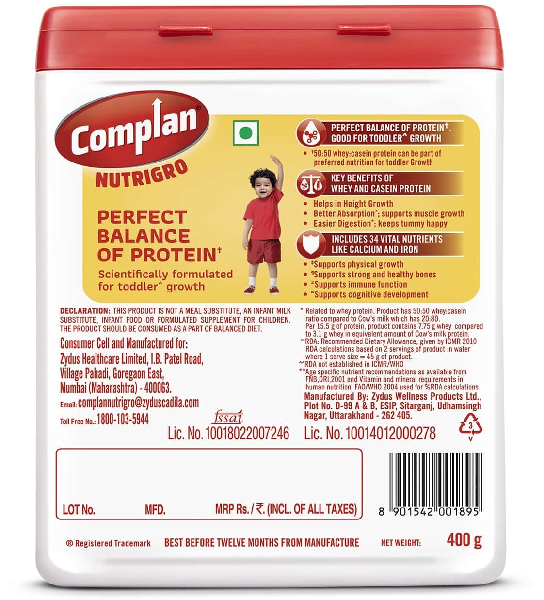 Buy COMPLAN NUTRIGRO CREAMY VANILLA JAR - 400G Online & Get Upto 60% ...