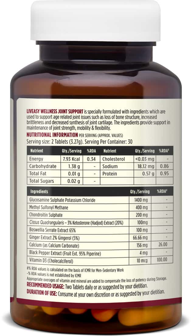 Buy LIVEASY WELLNESS JOINT SUPPORT - MAINTAINS JOINTS MOBILITY - BONE ...