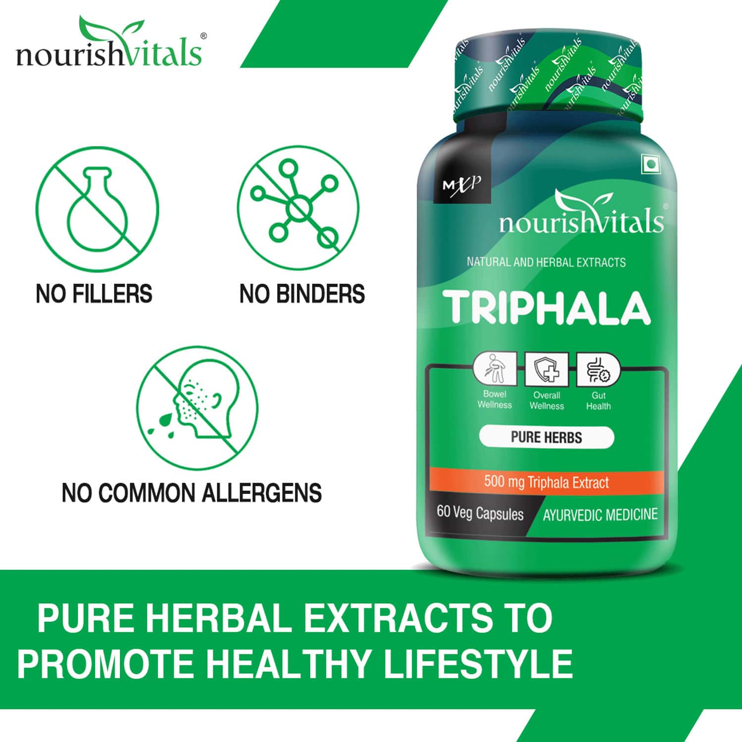 Buy NOURISHVITALS TRIPHALA PURE HERBS 500 MG TRIPHALA EXTRACT BOWEL ...