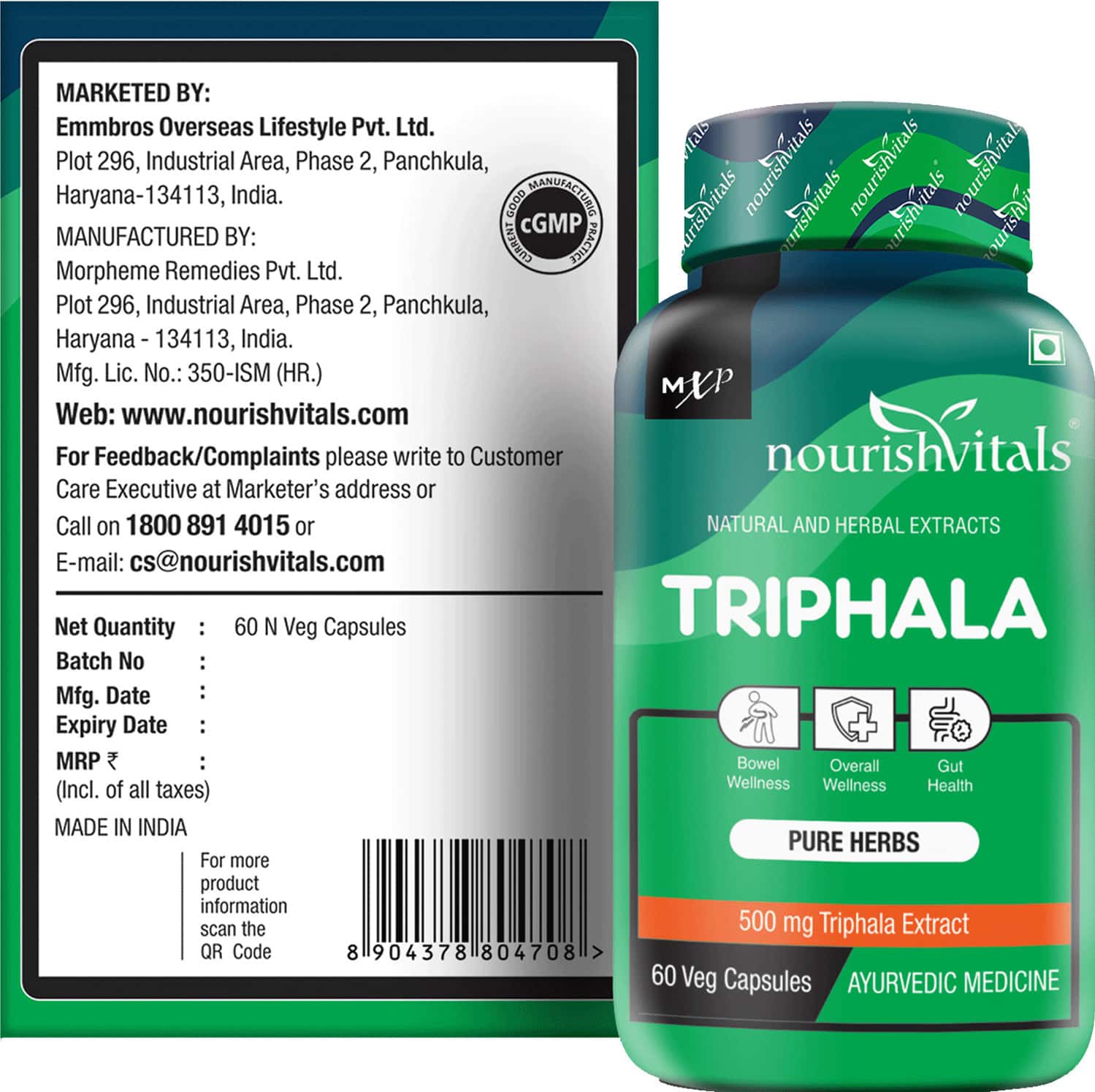 Buy NOURISHVITALS TRIPHALA PURE HERBS 500 MG TRIPHALA EXTRACT BOWEL ...