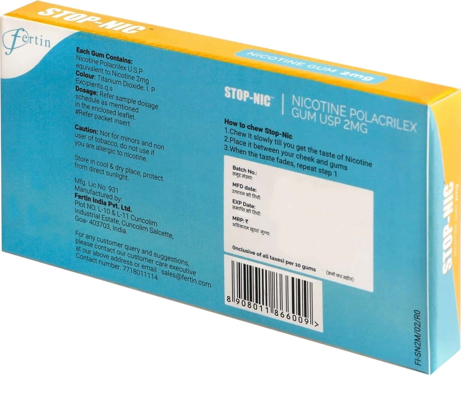 Buy STOP NIC 2MG COOL MINT COATED FOR RICH FLAVOUR SUGAR FREE STRIP OF ...