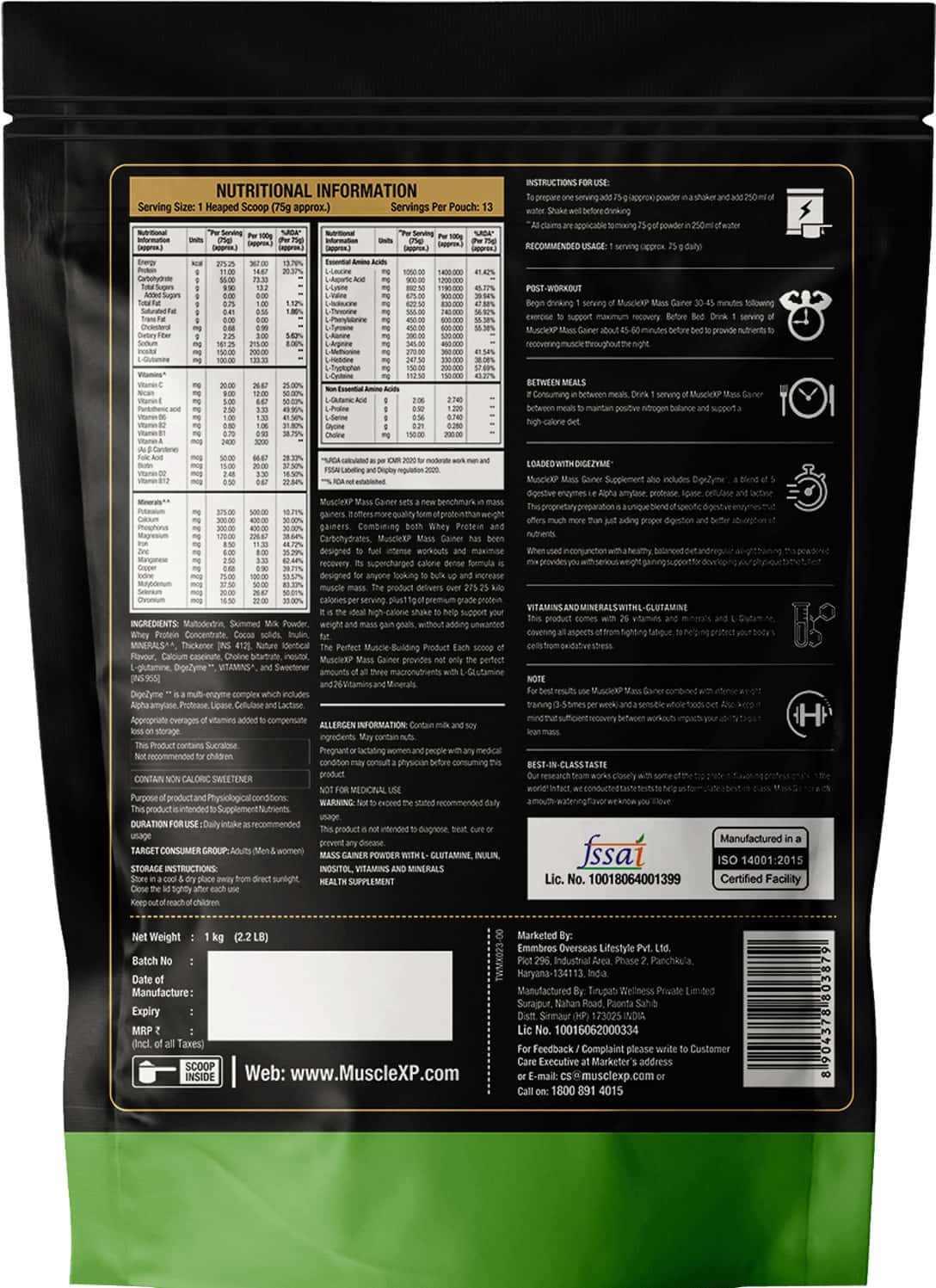 Buy MUSCLEXP MASS GAINER WITH 25 VITAMINS AND MINERALS PROTEIN MUSCLE ...