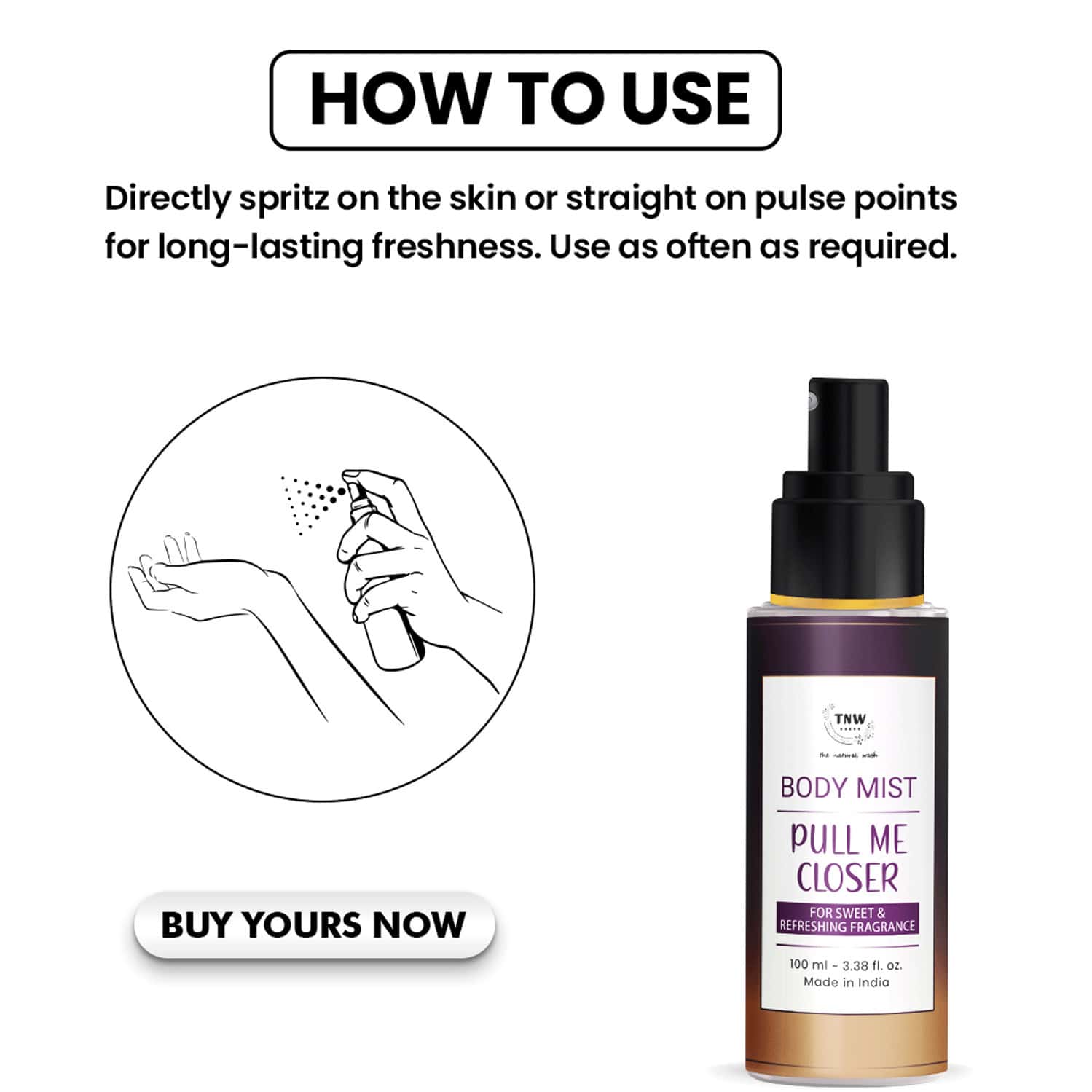 Buy TNW-THE NATURAL WASH PULL ME CLOSER BODY MIST WITH SWEET & REFRESHING FRAGRANCE Online & Get ...