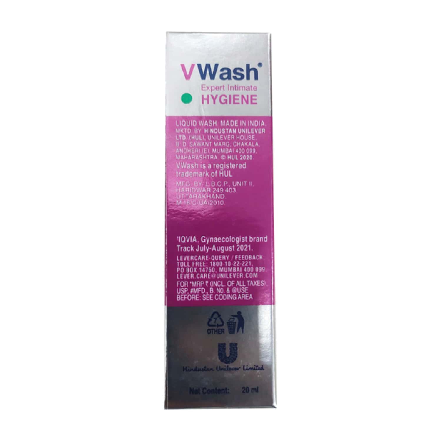 Buy VWASH EXPERT INTIMATE HYGIENE WASH BOTTLE OF 20 ML Online & Get ...