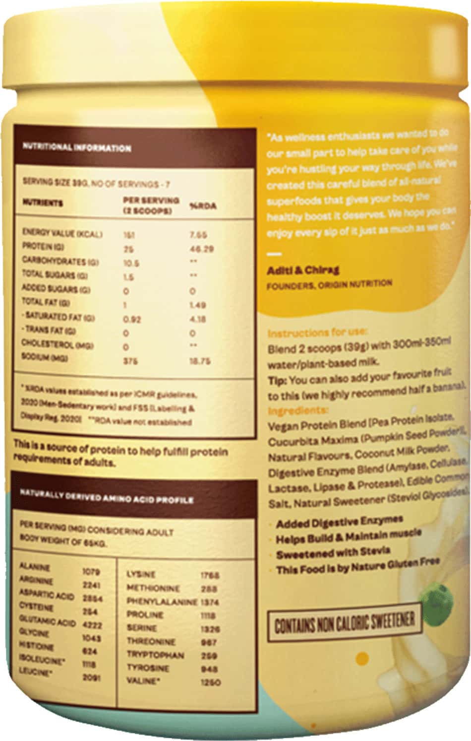 Buy ORIGIN NUTRITION 100% NATURAL VEGAN PLANT PROTEIN POWDER VANILLA ...