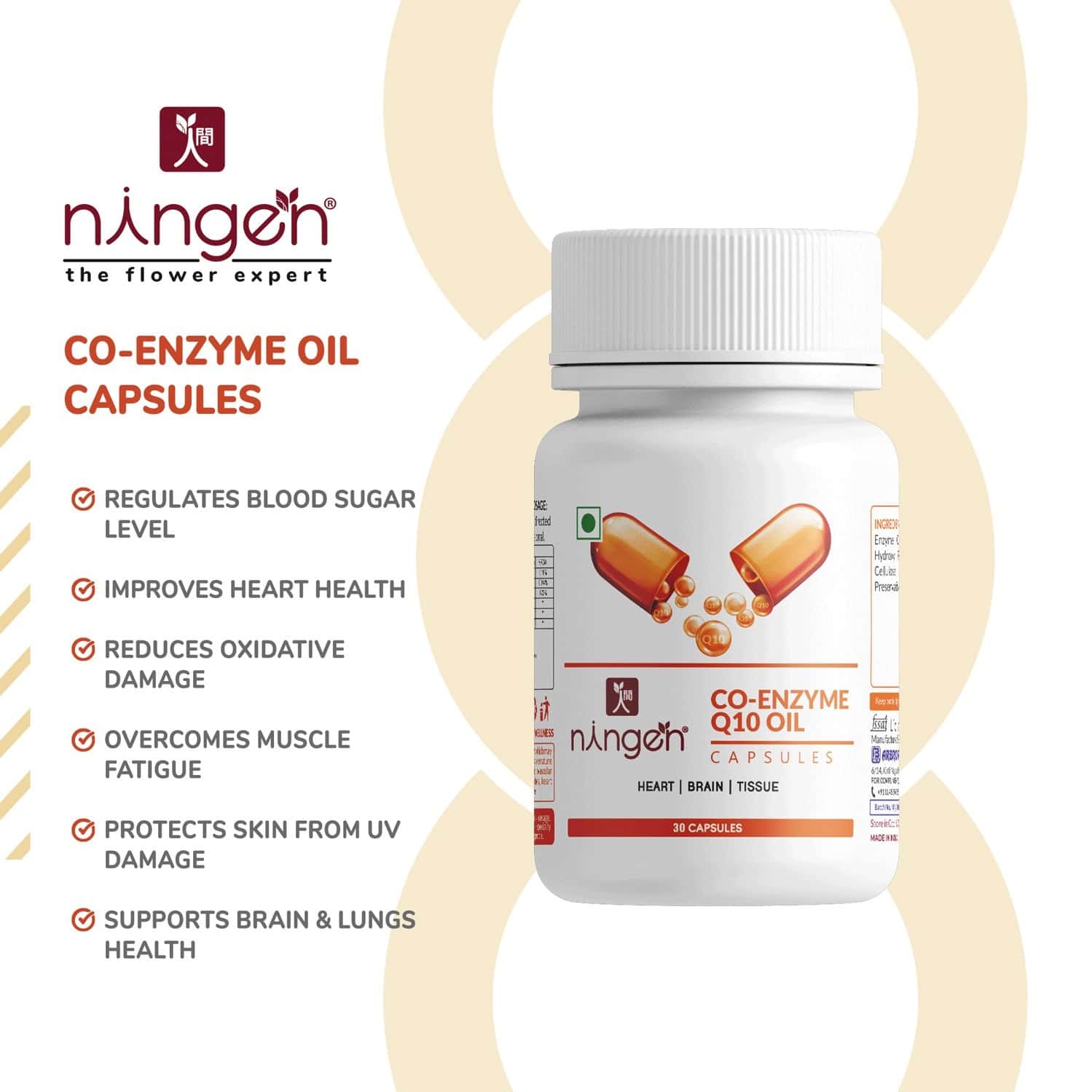 Buy NINGEN COENZYME Q10 OIL CAPSULES FOR HEART BRAIN AGEING - 30 VEG ...