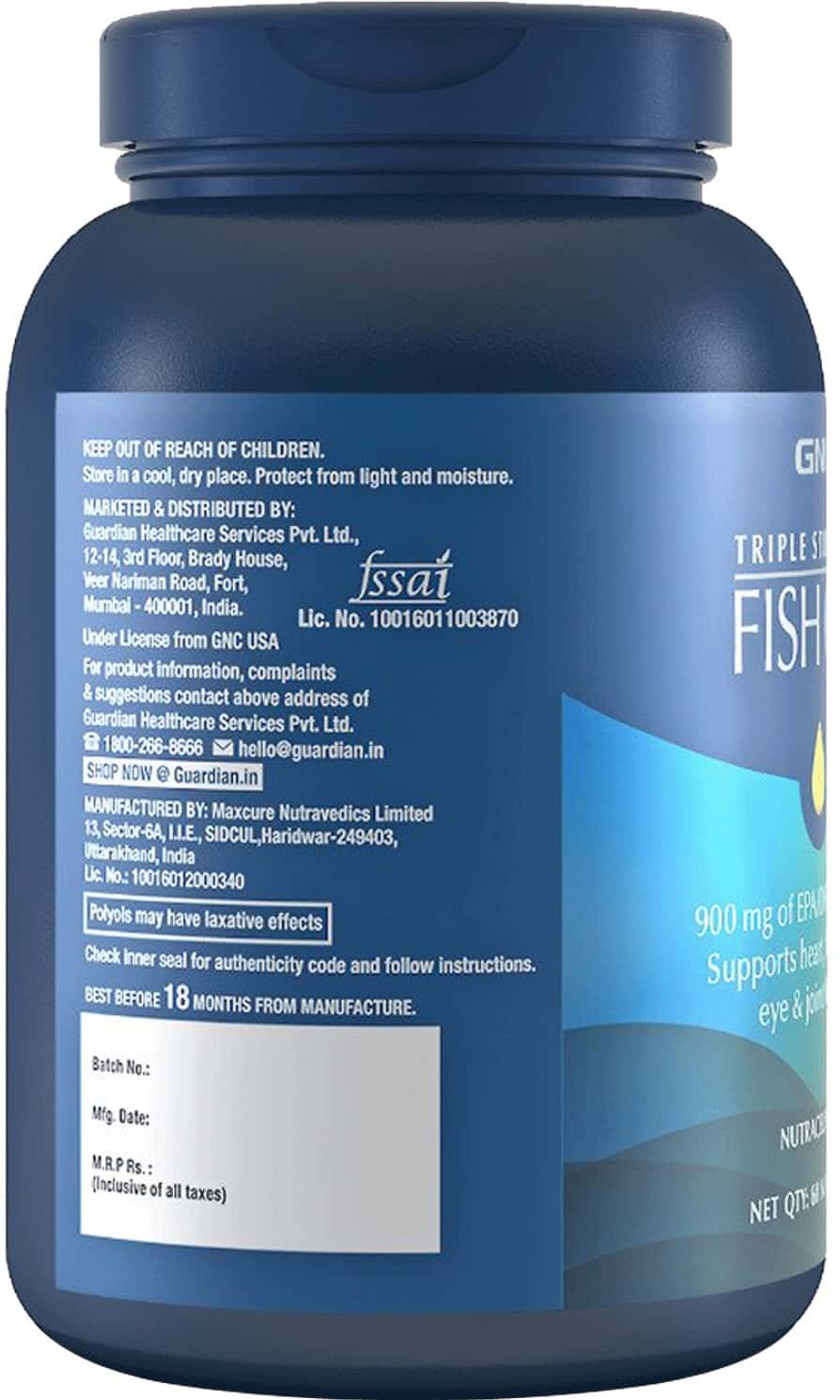 Buy GNC TRIPLE STRENGTH FISH OIL - 1500 MG - 60 ENTERIC COATED SOFTGELS ...