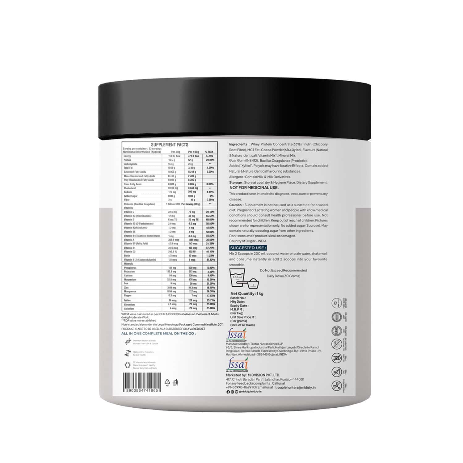 Buy MIDUTY PALAK NOTES FIT N LEAN PROTEIN SHAKE- LEAN PROTEIN FOR ...