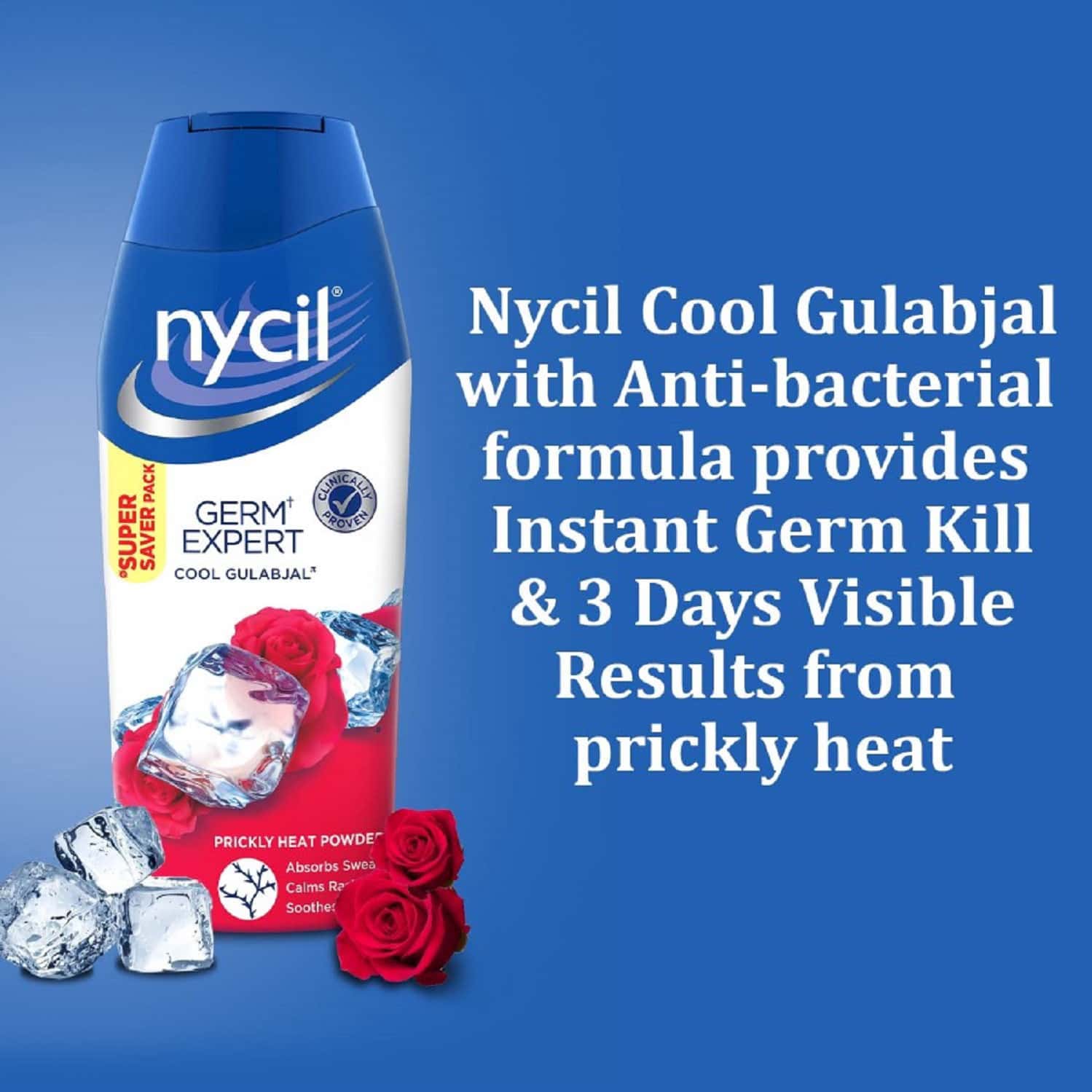 Buy NYCIL COOL GULABJAL PRICKLY HEAT TALCUM POWDER 400GM Online & Get ...