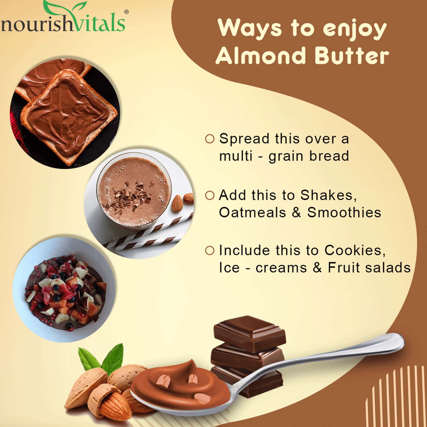 Buy NOURISHVITALS ALMOND BUTTER (CRUNCHY DARK CHOCOLATE) ALMOND CHUNKS ...