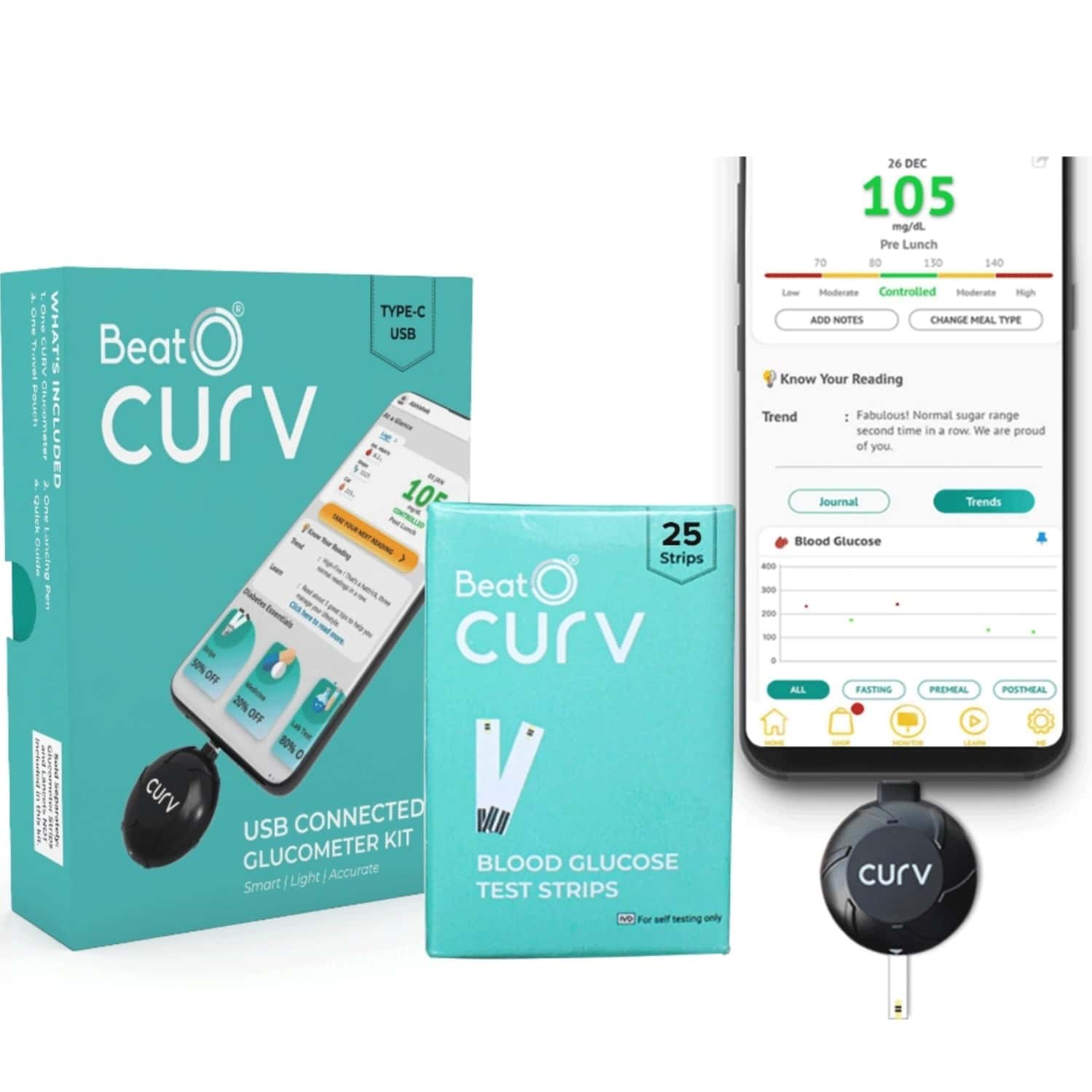 Buy BEATO SMART GLUCOMETER KIT WITH 20 STRIPS AND 20 LANCETS Online ...