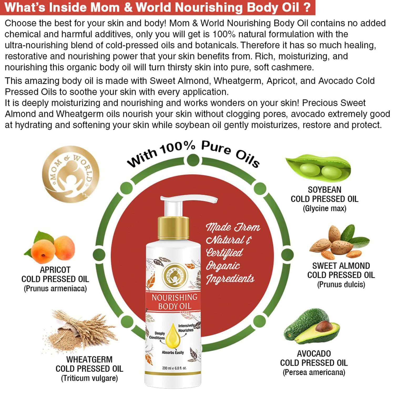 Buy MOM & WORLD MOTHER NOURISHING BODY OIL COMPLETE MOISTURISING 100% ...