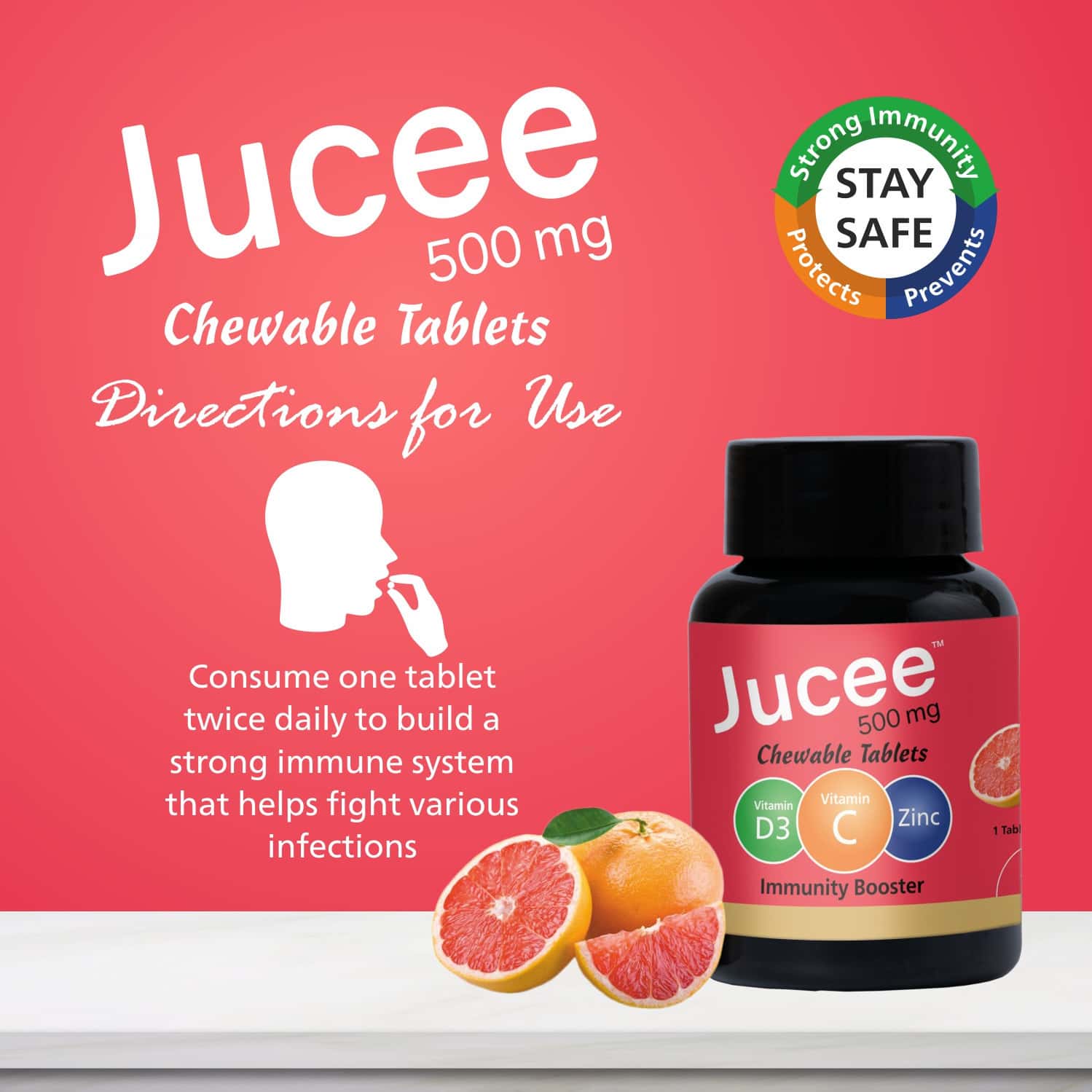 Buy JUCEE CHEWABLE TABLETS 60 CAPS | VITAMINS & ZINC | GRAPE FRUIT ...