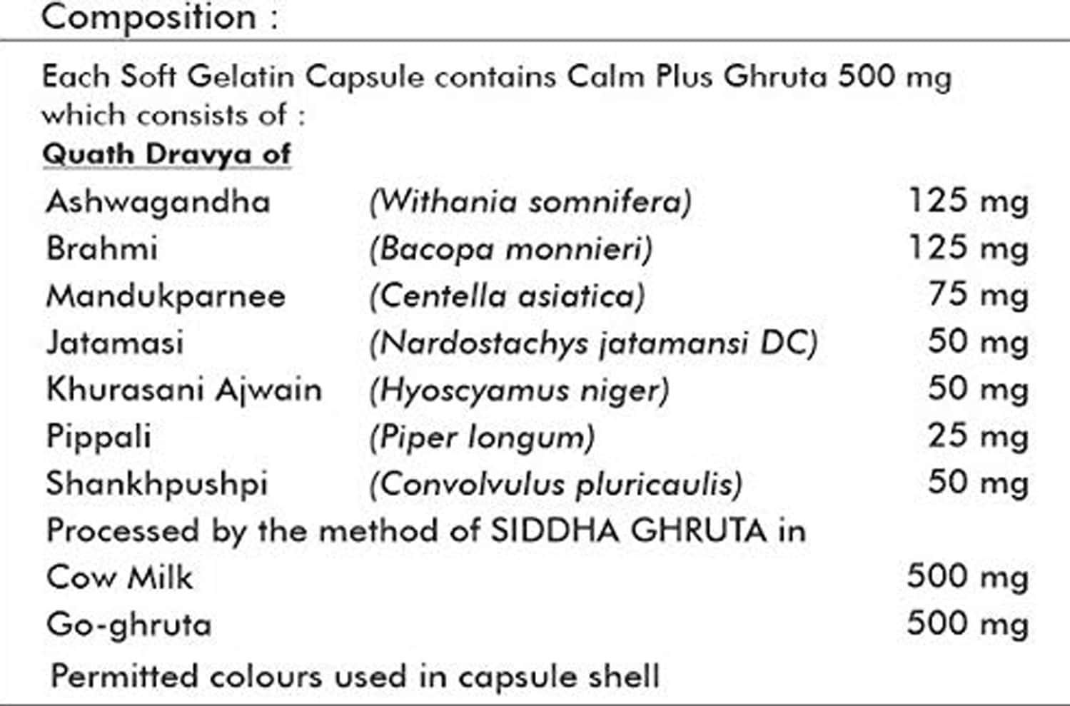 Buy AL-AYURVEDIC LIFE CALM PLUS 30 CAPSULES (EACH OF 500MG) SOFT ...