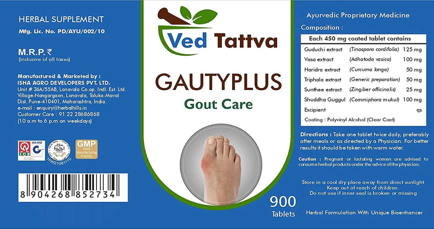 Buy VED TATTVA GAUTYPLUS 900 TABLETS | NATURAL SUPPLEMENT FOR GAUT CARE ...