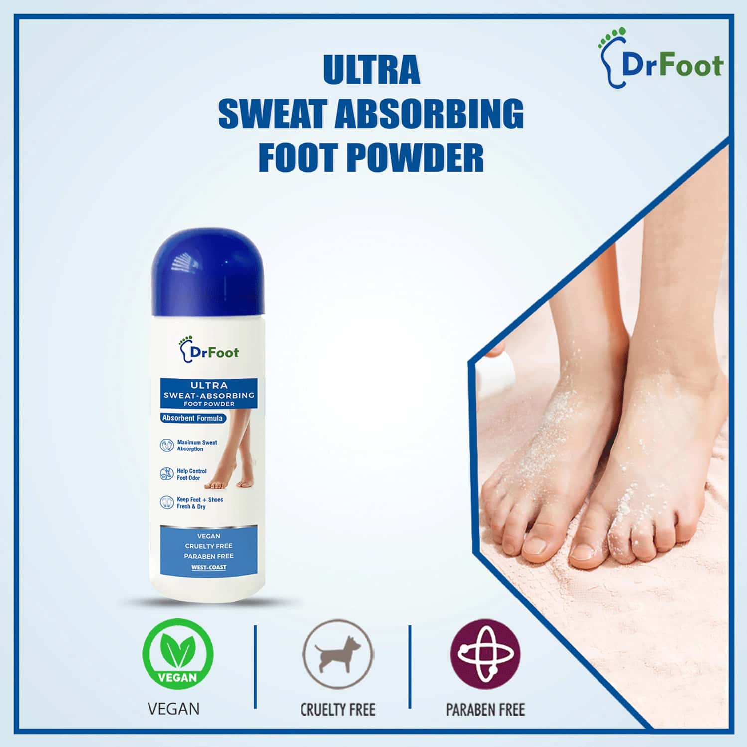 Buy DR FOOT ULTRA SWEAT ABSORBING FOOT POWDER 100GM Online & Get Upto ...
