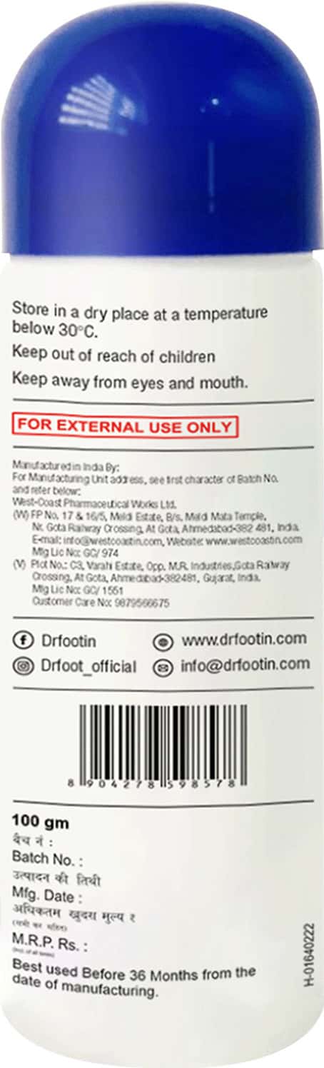 Buy DR FOOT ULTRA SWEAT ABSORBING FOOT POWDER 100GM Online & Get Upto ...