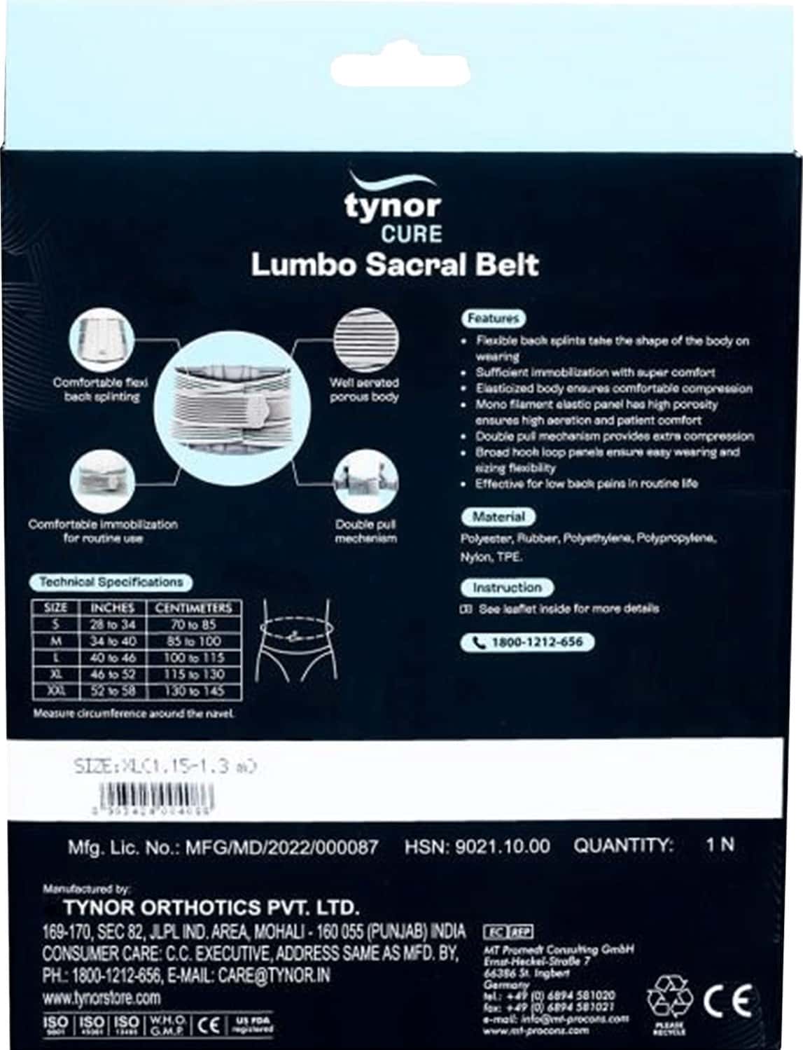 Buy TYNOR CURE LUMBO SACRAL BELT XL (115-130CM) 1N Online & Get Upto 60 ...