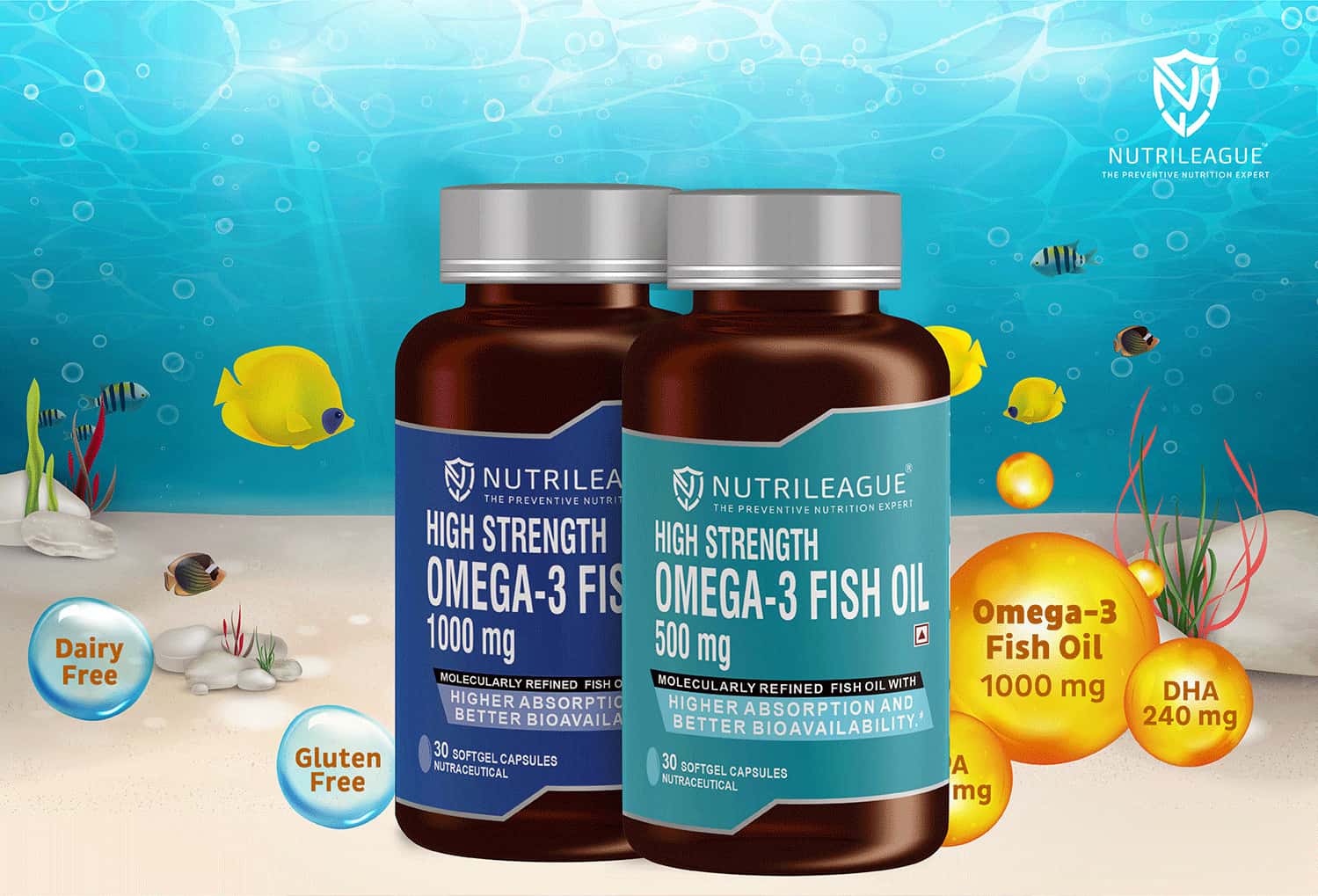Buy NUTRILEAGUE HIGH STRENGTH OMEGA - 3 FISH OIL 500 MG | 30 SOFTGEL ...