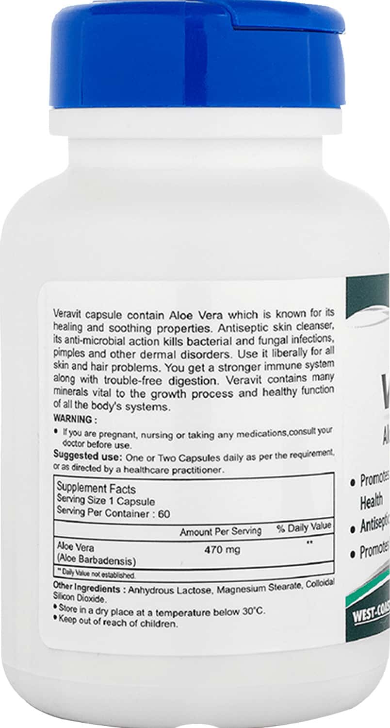 Buy HEALTHVIT VERAVIT ALOE VERA 470 MG - 60 CAPSULES Online & Get Upto ...