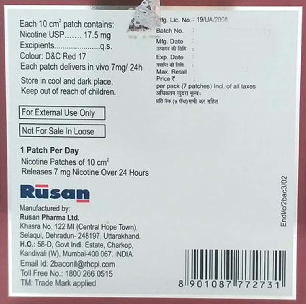 Buy 2BACONIL TTS 10 7 MG PATCH 7 Online & Get Upto 60% OFF at PharmEasy