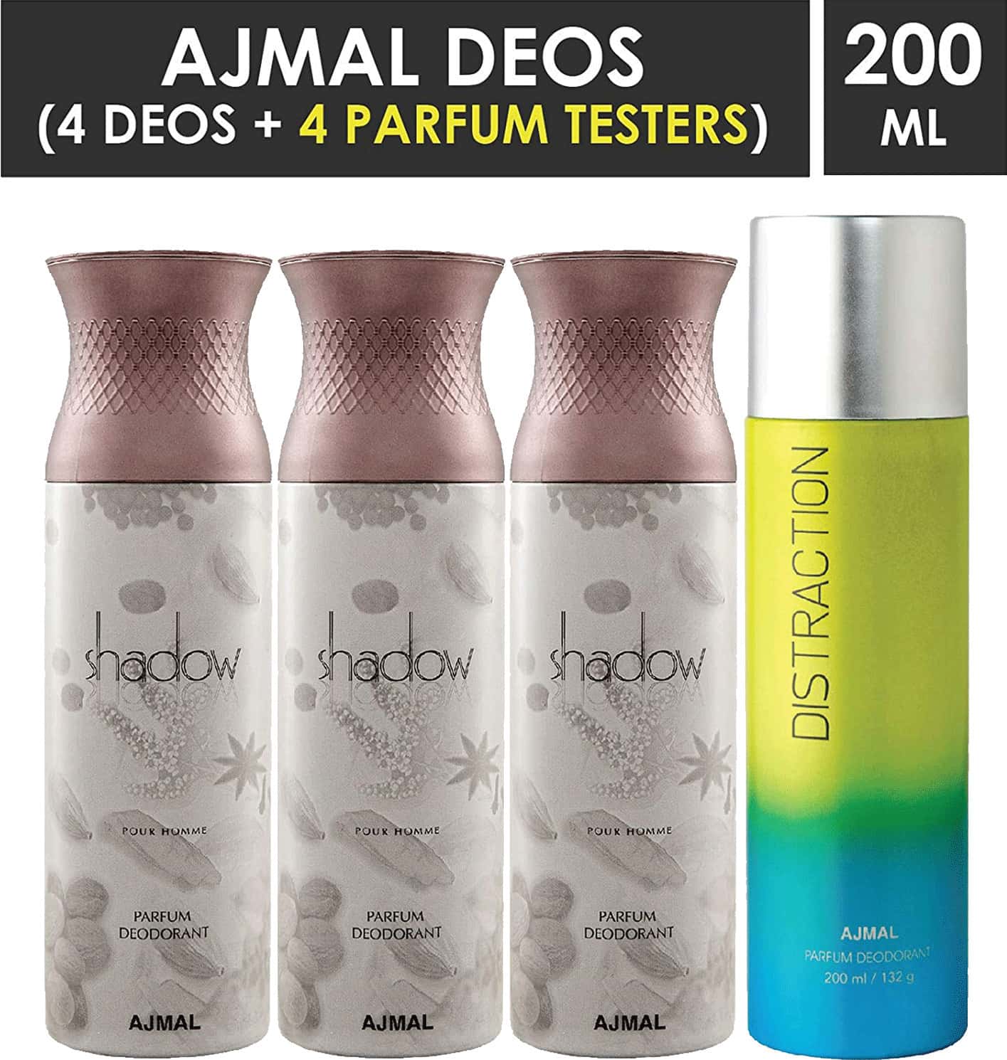 Buy AJMAL 3 SHADOW HIM FOR MEN AND 1 DISTRACTION FOR MEN & WOMEN ...