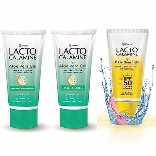 Buy LACTO CALAMINE ALOE VERA GEL 150G EACH PACK OF 2 AND SUNSHIELD ...