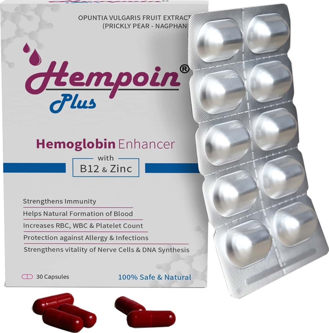 Buy HEMPOIN PLUS HEMOGLOBIN ENHANCER WITH B12 AND ZINC - 30 CAPSULES ...
