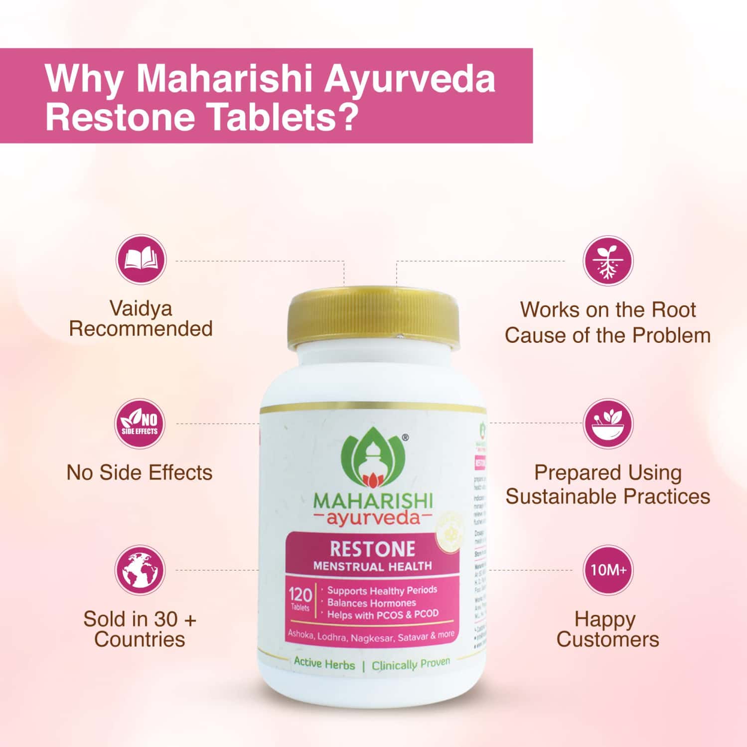Buy MAHARISHI AYURVEDA RESTONE TABLETS | SUPPORTS HEALTHY PERIODS |120 ...