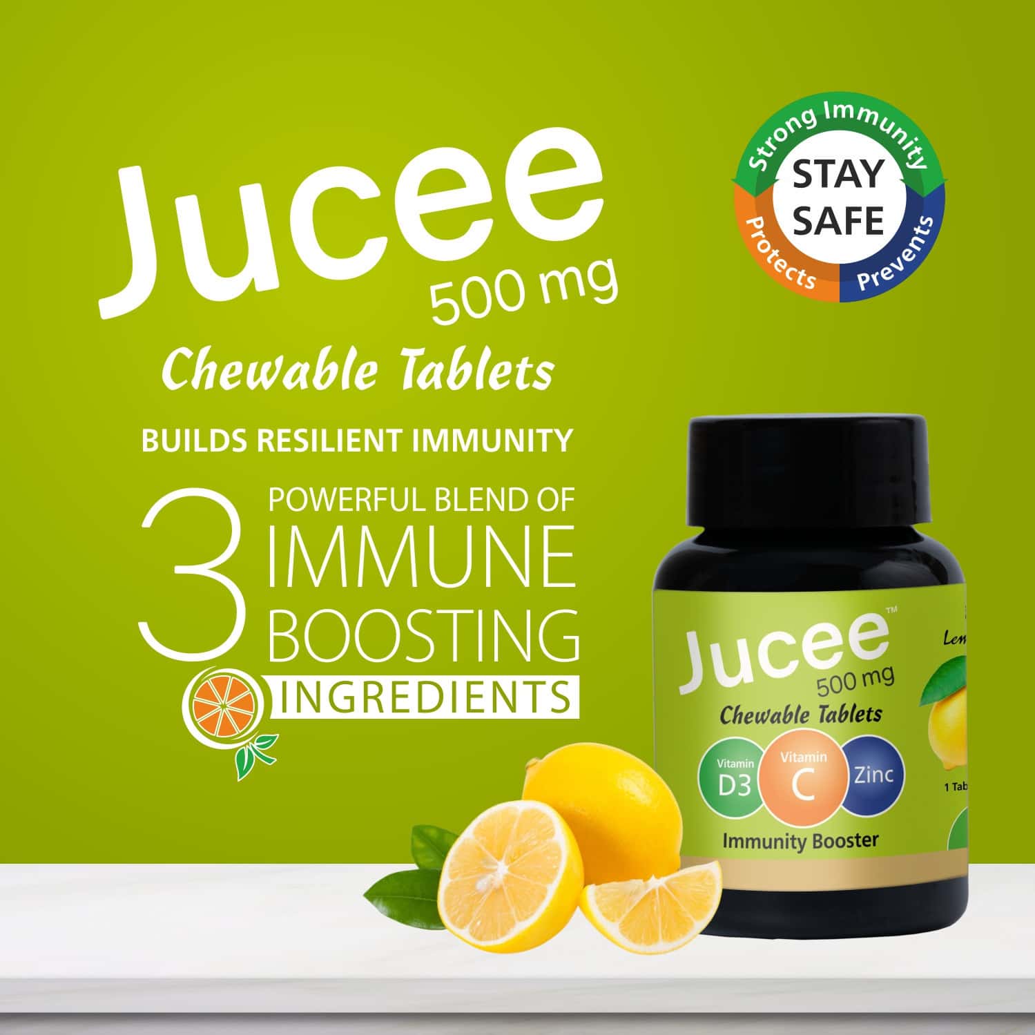 Buy JUCEE CHEWABLE TABLETS (LEMON) (60 TABLETS - PACK OF 2) Online ...