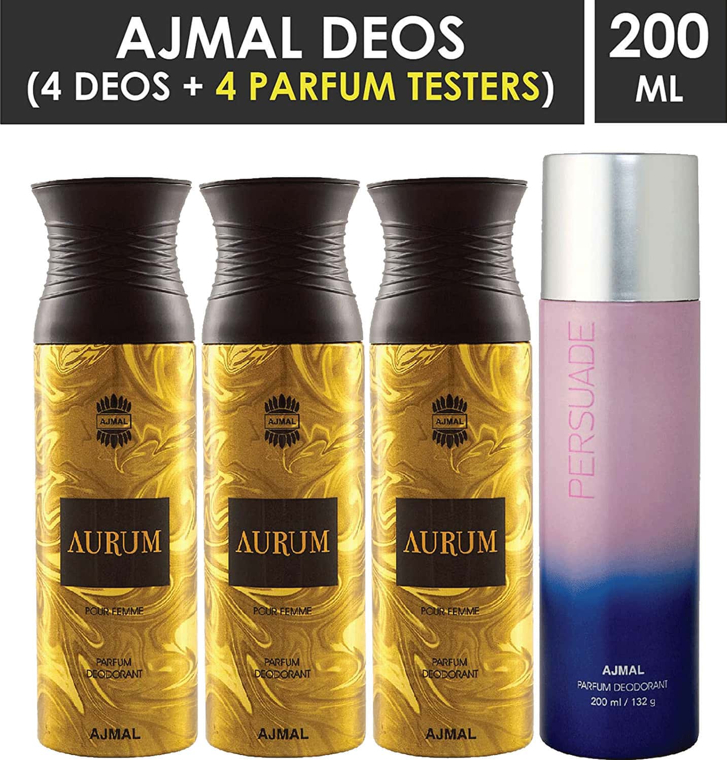 Buy AJMAL 3 AURUM FEMME FOR WOMEN AND 1 PERSUADE FOR MEN & WOMEN ...